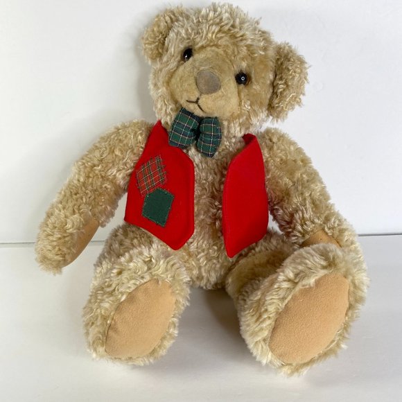 Hallmark | Toys | Hallmark Christmas Teddy Bear Plush Red Vest And Bow ...